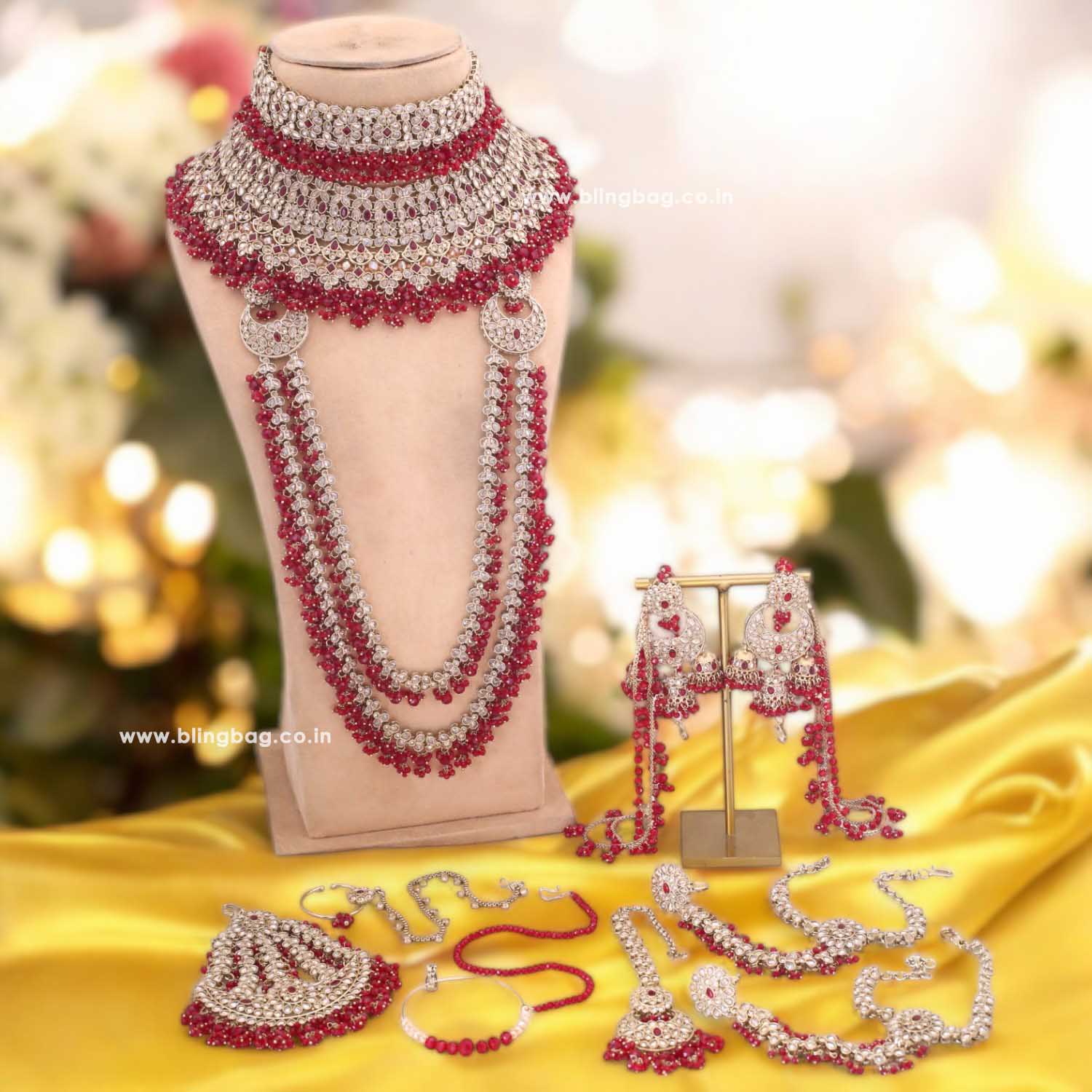 Maroon Ushana Bridal Jewellery Set – ChandiCharms